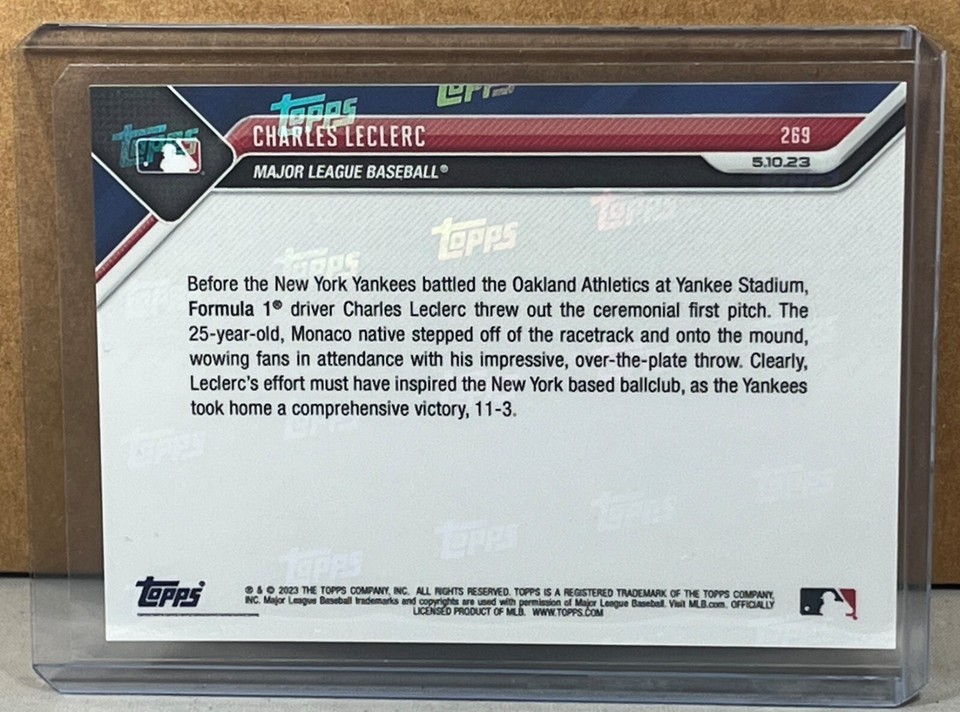 2023 TOPPS NOW #269 CHARLES LECLERC 1st pitch Yankee Stadium Print Run ...