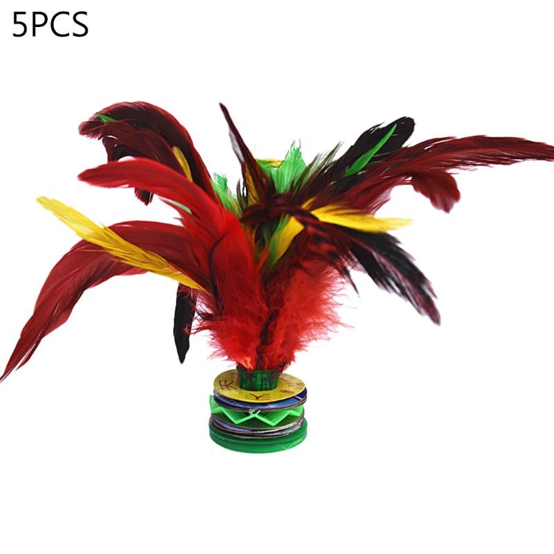 5pcs Colorful Feathers Kick Shuttlecock Chinese Jianzi Outdoor Toy Game ...
