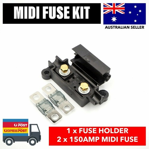 150A MIDI FUSE KIT 1 x ANS Strip Link Holder + 2 x 150 AMP Fuses Dual ...
