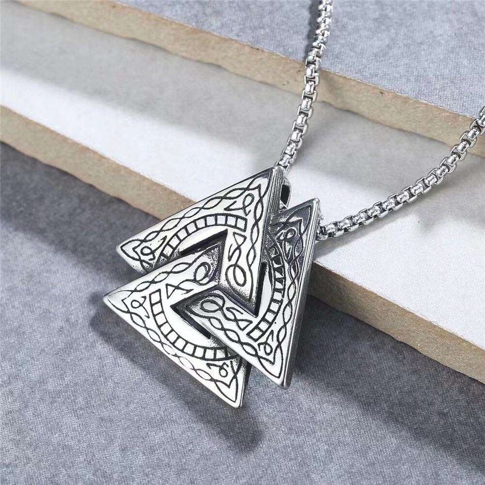 Norse Viking Valknut Amulet Pendant Necklace Protection Jewelry Chain ...