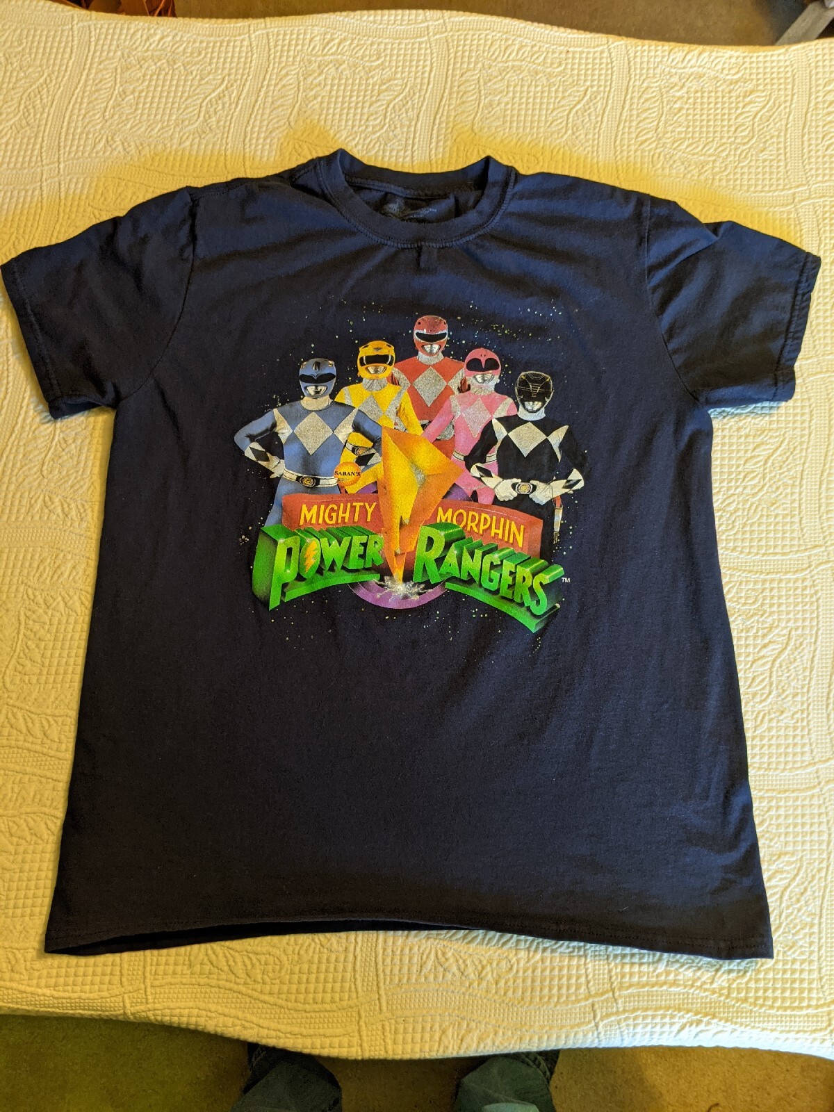 Mighty Morphin Power Rangers Navy Tee Shirt Adult Men… - Gem
