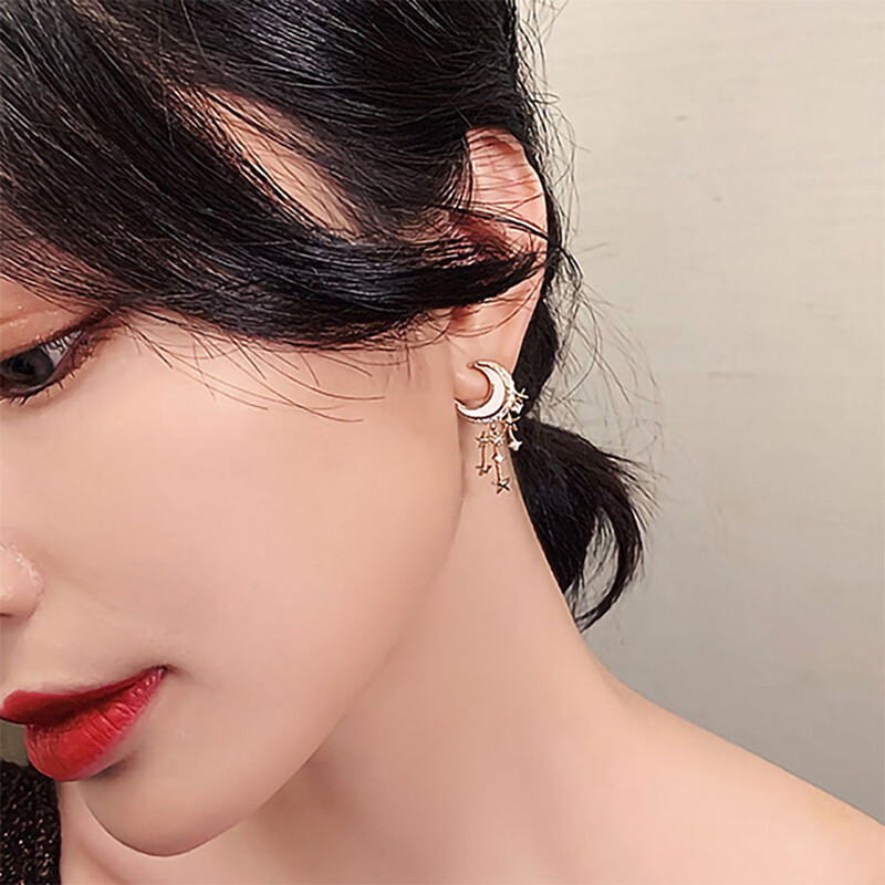 2022 New Trendy Moon Dangle Earrings For Women Rhinestone Pendant Earr ...