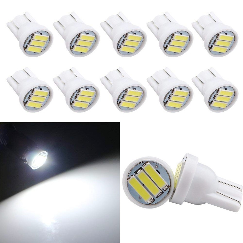 10 x Super Bright White 7014 3SMD T10 LED Map Tag Light Bulbs 194 921 ...