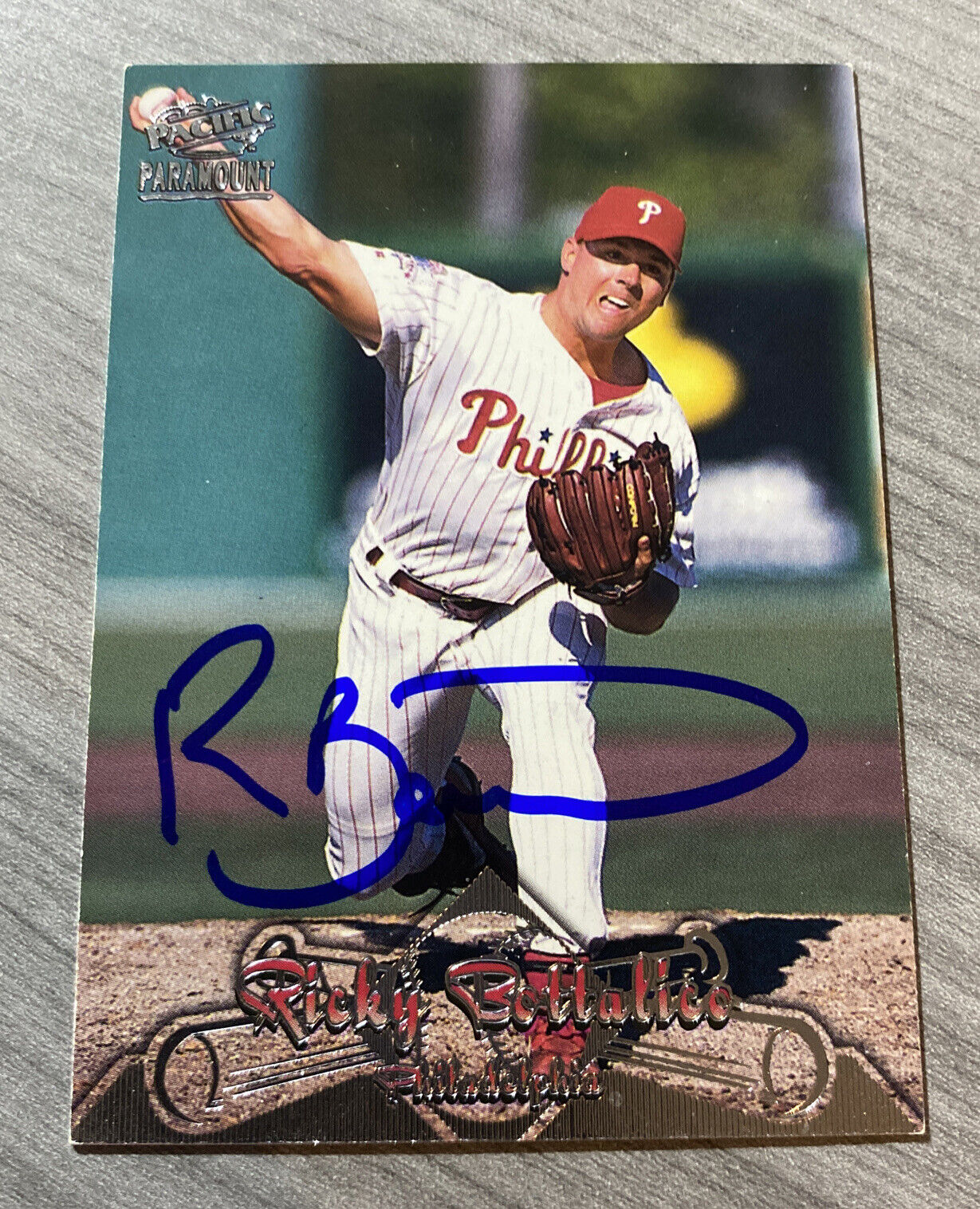 RICKY BOTTALICO Autographed Signed 1998 Pacific card #210 Philadelphia ...