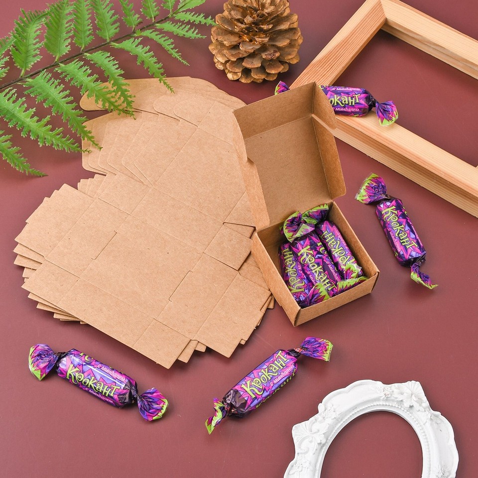 10x Square BurlyWood Folding Boxes Kraft Paper Gift Box DIY Crafts 5 ...