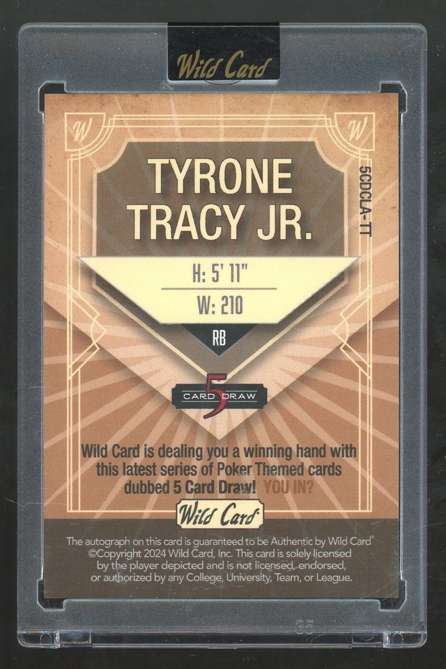 Tyrone Tracy Jr. 2024 Wild Card 5 Card Draw CL autograph RC /2 New York ...