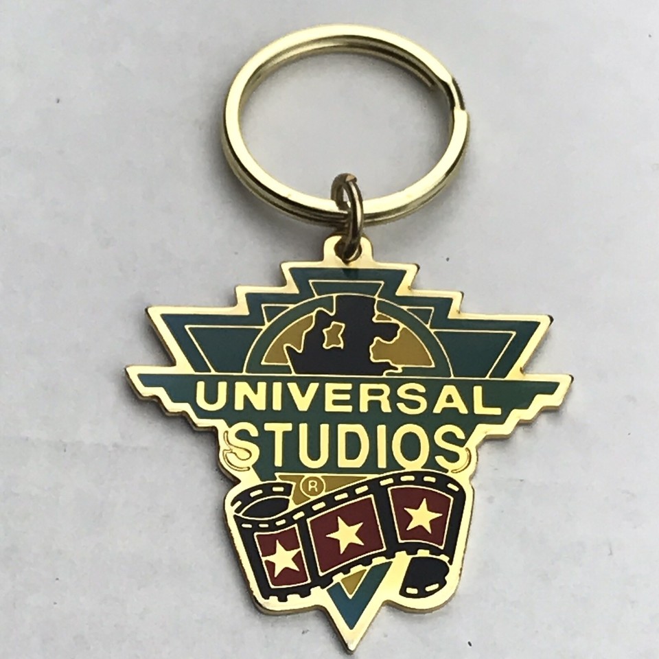 Universal Studios Gold Tone Keychain Key Fob Ring Souvenir Globe Logo ...