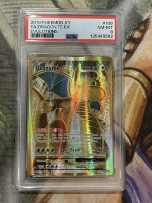 2016 POKEMON XY EVOLUTIONS DRAGONITE EX #106 ULTRA RARE FULL ART GOLD ...