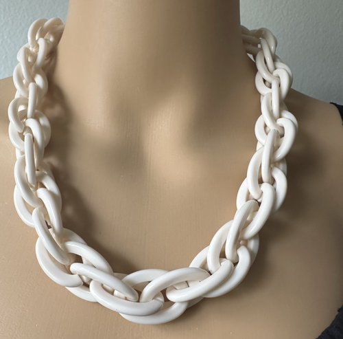 Ivory Acrylic Chain Double Links Necklace. | eBay