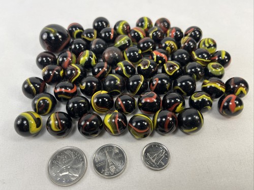 Vacor Twister Marbles 16-18 mm Lot of 60 Black Orange Yellow Various 1 ...