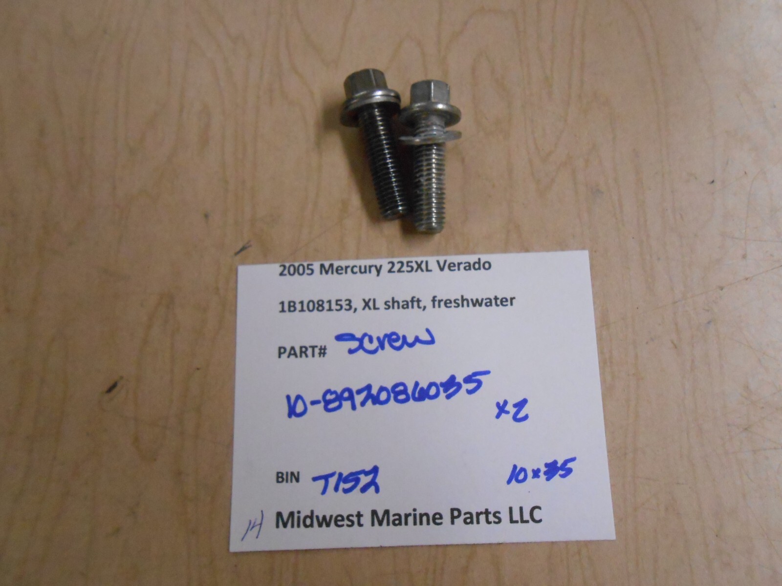 10-892086035 Mercury 2005 225XL Verado Outboard screws (2) 10x35 T152 ...