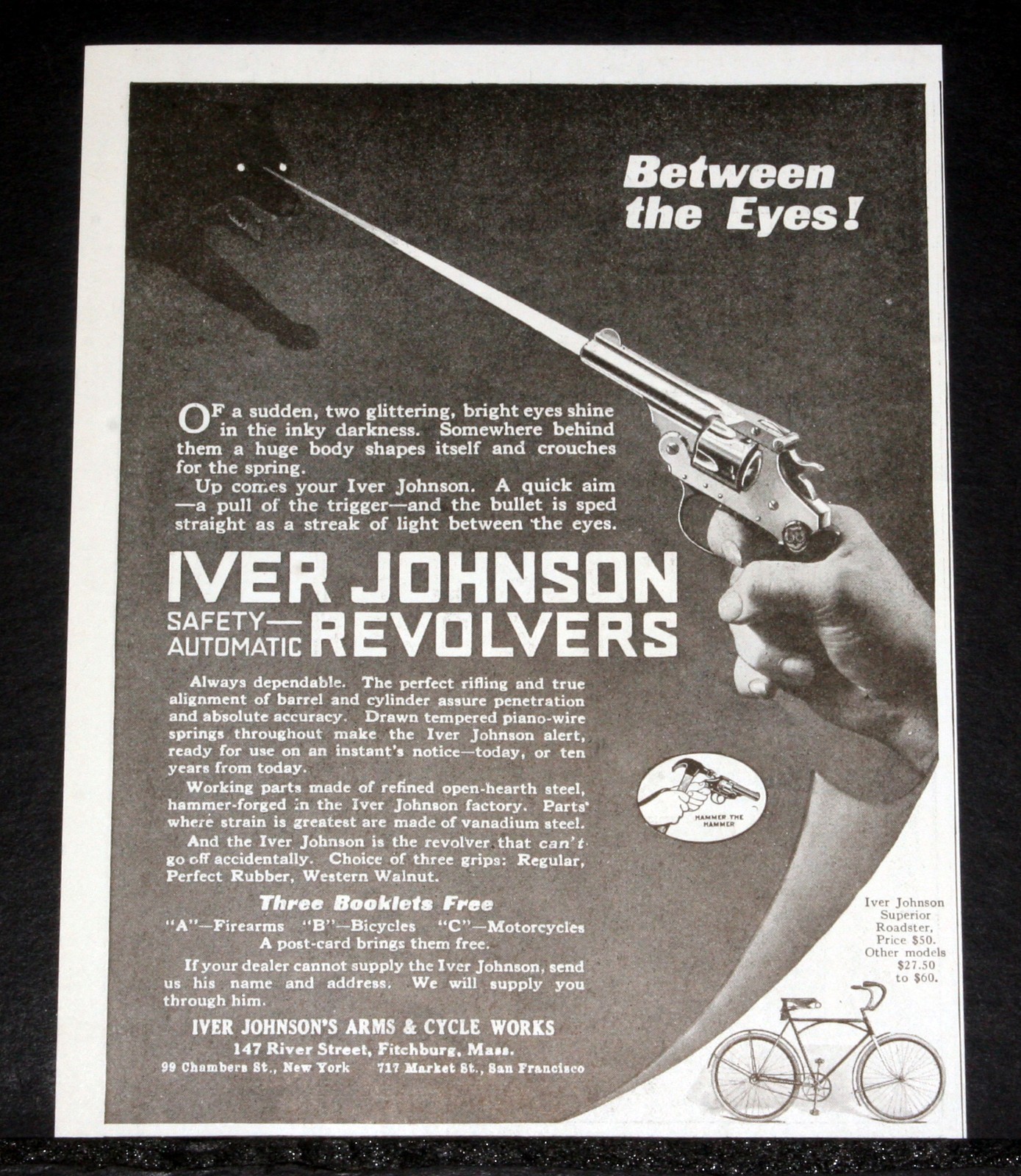 1919 OLD MAGAZINE PRINT AD, IVER JOHNSON, AUTOMATIC REVOLVERS, BETWEEN ...