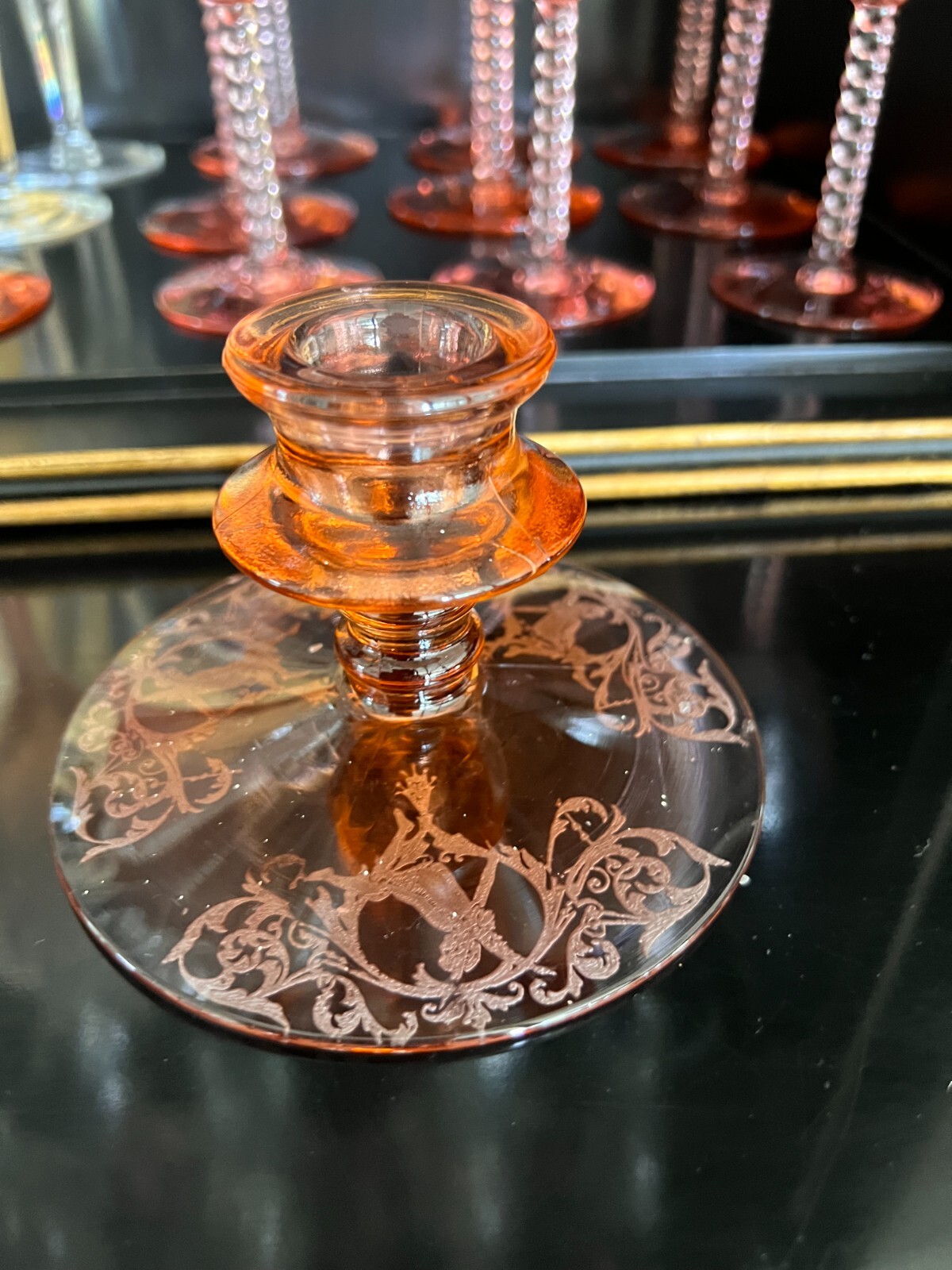 RARE - Central Glass Works Pink Morgan Fairy / Etched Fine Crystal ...