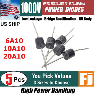 5x 6A10, 10A10, 20A10 | 1000V 1KV Axial Rectifier Diode Solar or GP ...