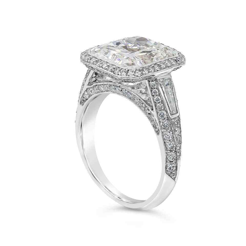 Antique Style Engagement Ring Showcasing a 7.11CT Radiant & Round Cut ...