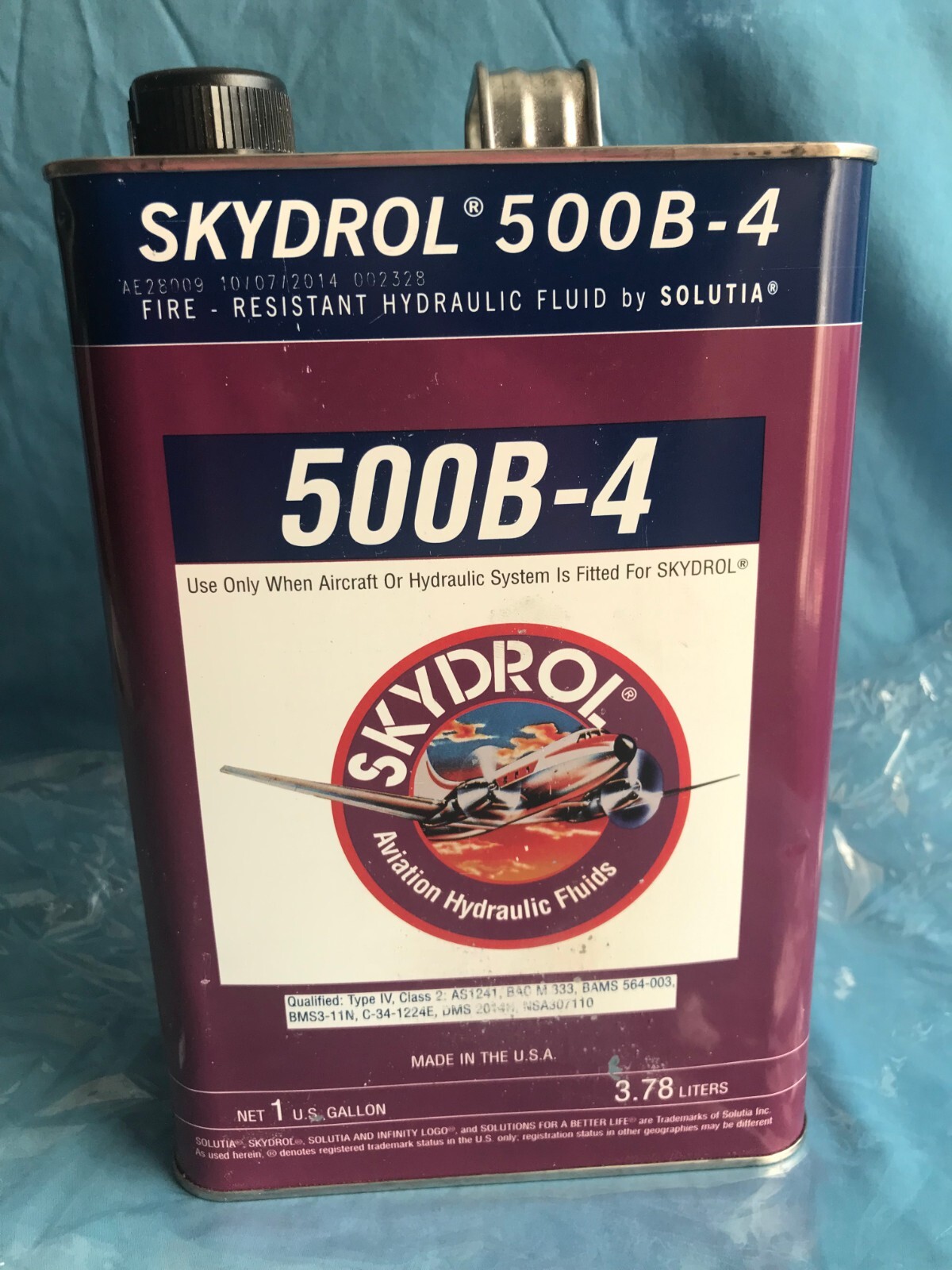 New 1 Gallon Can of Skydrol 500B-4 Aircraft Airplane Hydraulic Fluid U ...