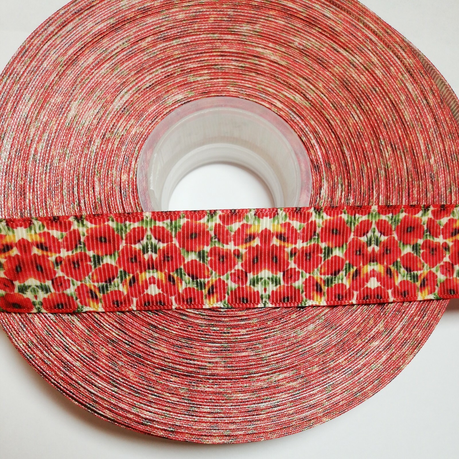 POPPY FLOWER Grosgrain Ribbon 1 inch (25mm) width, for craft, hair ...