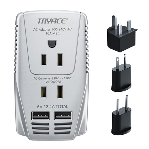 2000W Voltage Converter 220V to 110V, 10A Travel Adapter with 2-Port ...