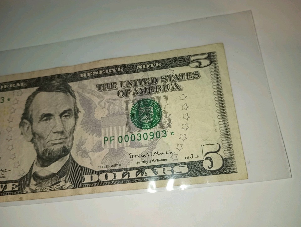 5$ Federal Reserve Bank Note Low Number Fancy Serial Number Star Note ...