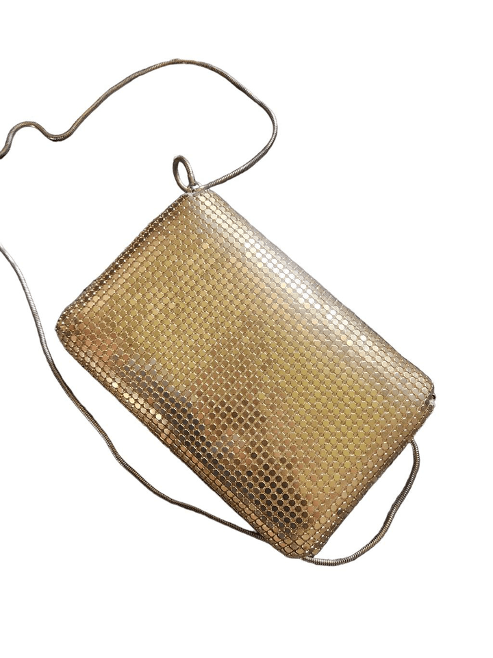 70s 80s GOLD Disco Crossbody Purse Bag Evening Chain Vintage eighties ...