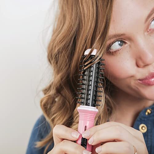 Calista GoGo Mini Round Brush Compact Touch-Up Styling Tool (WaterMelon ...