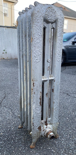 Cast Iron Steam Radiator - 5 Fin - H38" Decorative Ornate | eBay