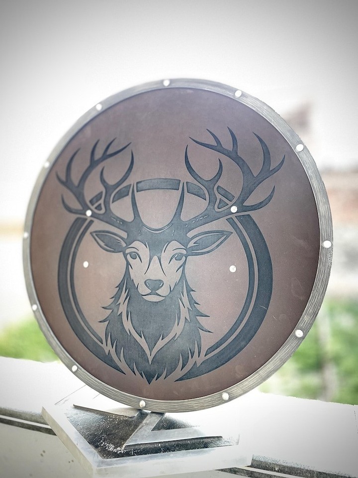 Wooden Shield Swamp Deer Carved Shield Authentic Battleworn Viking ...