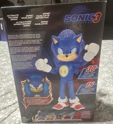 Sonic The Hedgehog 3 Ultimate Talking Sonic 12-Inch Figure, Features 30 ...