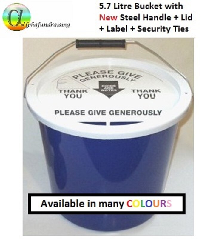 CHARITY COLLECTION DONATION BUCKETS/BOXES + LIDS + LABELS + SECURITY ...