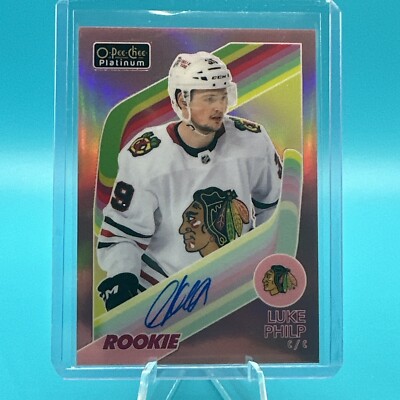 Luke Philp Retro Red Rainbow Rookie Auto SP 2023-24 O-Pee-Chee Platinum ...