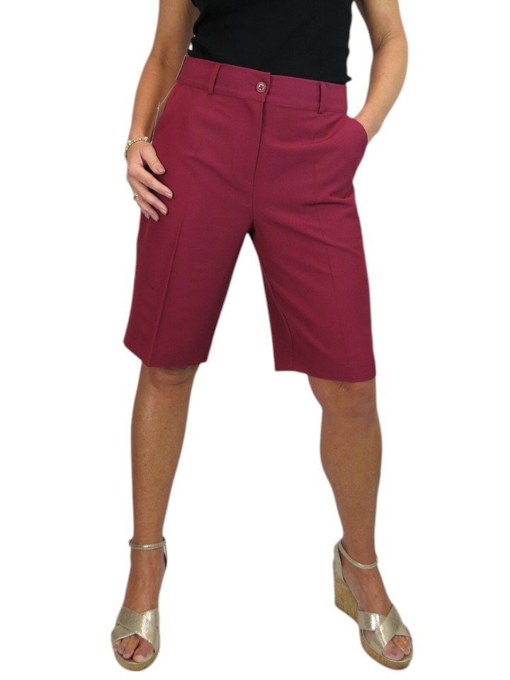 Ladies High Waist Tailored Knee Length Shorts Summer Smart Casual Day ...