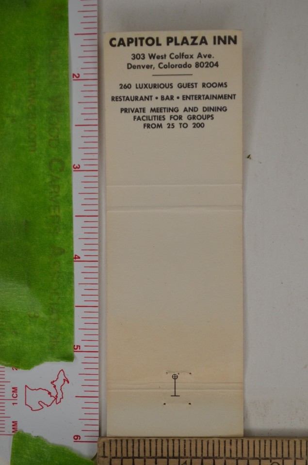 Vintage Matchbook Cover Capitol Inn Plaza Denver Hotel Colorado Lz4 | eBay