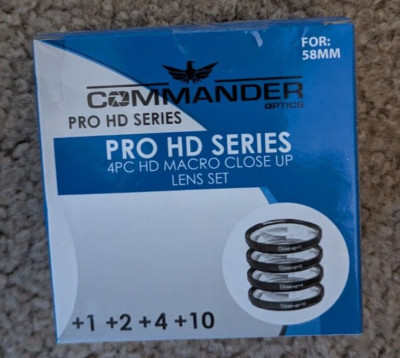 Commander Optics Pro HD Series 4 Pc HD Macro Close Up Lens Set +1 +2 +4 ...