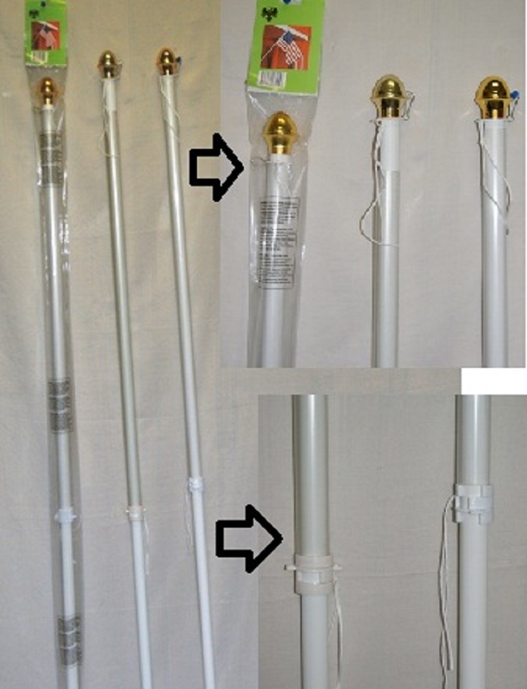 5 Foot Fiberglass White Non Tangle Tube Flag Pole Kit | eBay