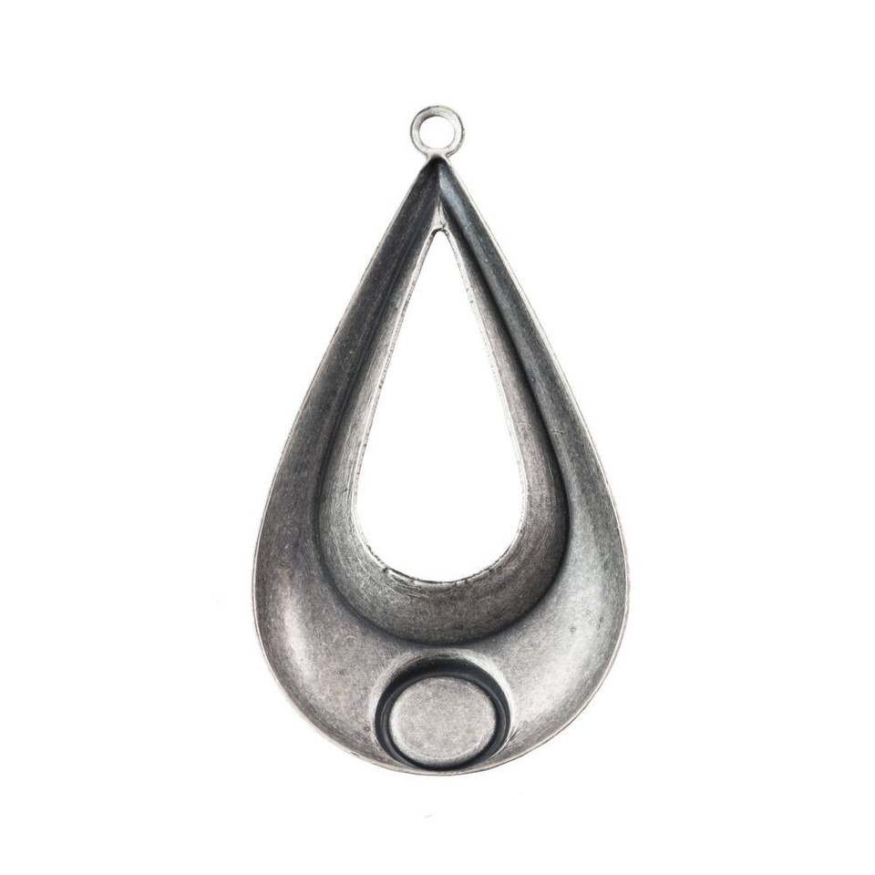 1 Loop Sterling Silver Ox Geometric Teardrop Pendants with 7mm Setting ...
