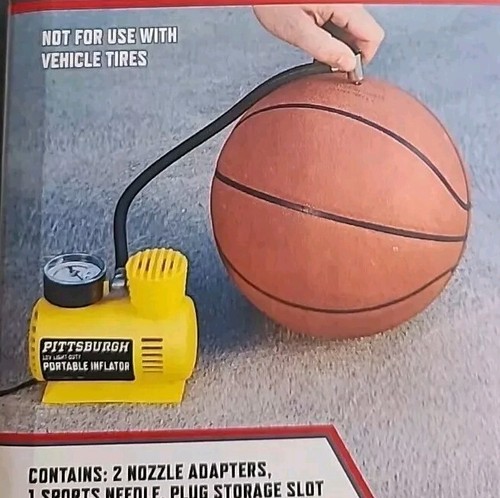 NEW 12V Plug Portable Inflator W/ Pressure Gauge Basketball Bike Tire ...