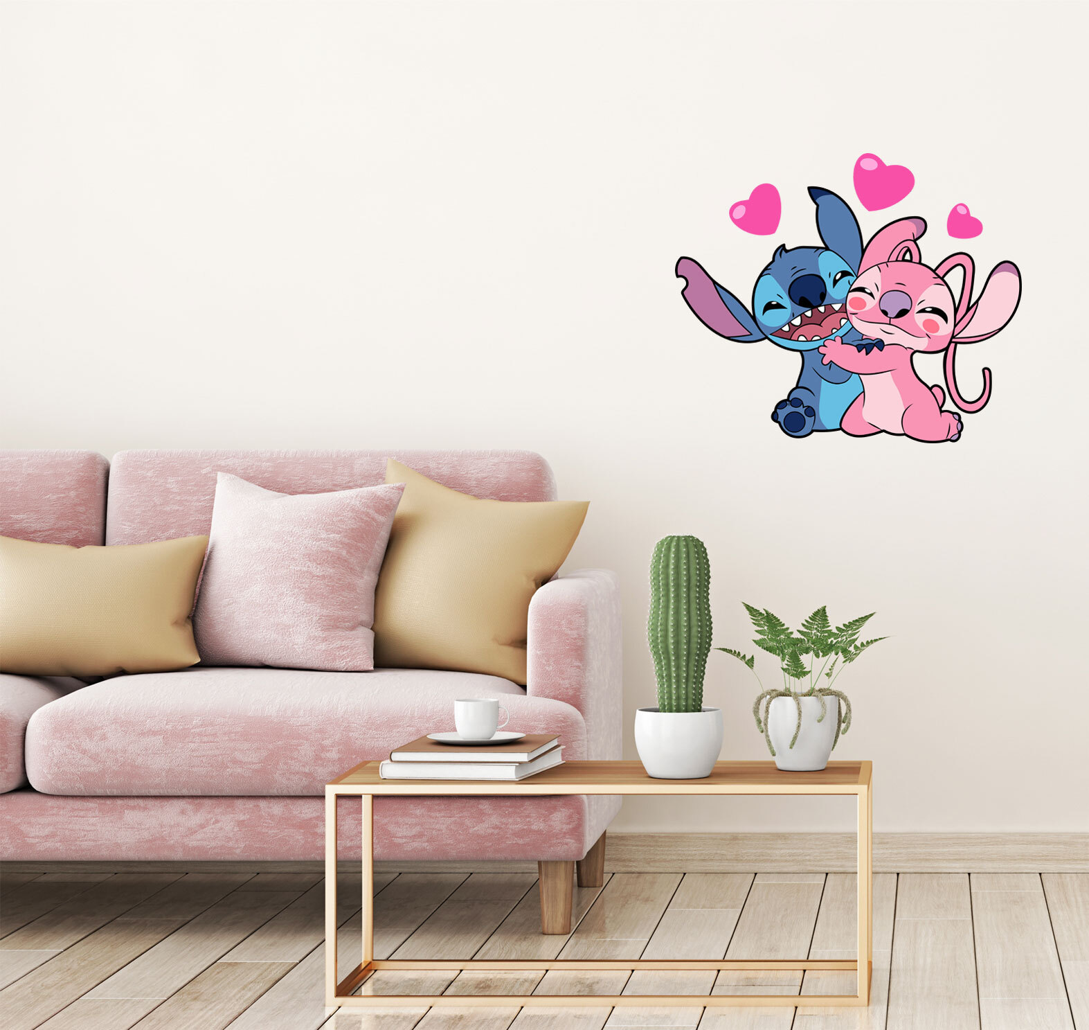 Colourful Pink Angel Stitch Wall Art Bedroom Nursery Decor Vinyl ...