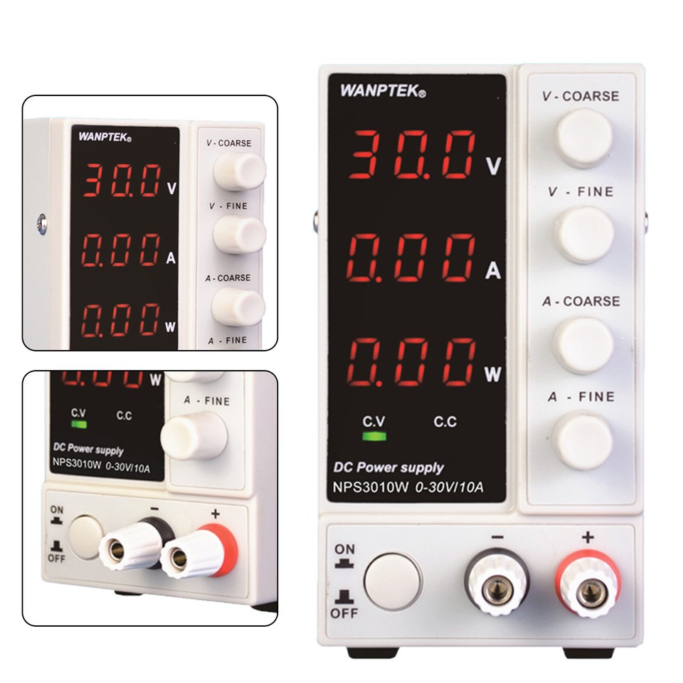 300W 0-10A Lab DC Power Supply Digital Variable Regulated Benchtop ...