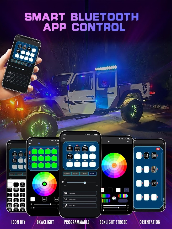 Chelhead 12 Gang Switch Panel APP Control RGB Dimmable Strobe Function ...