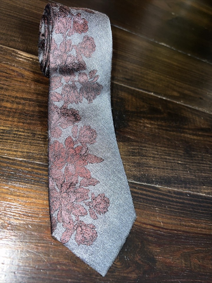 Joseph Abboud Silk Tie Gray Maroon Men Necktie | eBay