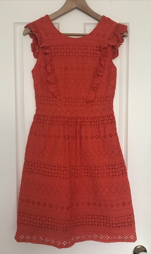 French Connection Orange Borderie Knee Length Dress, Size 8 | eBay