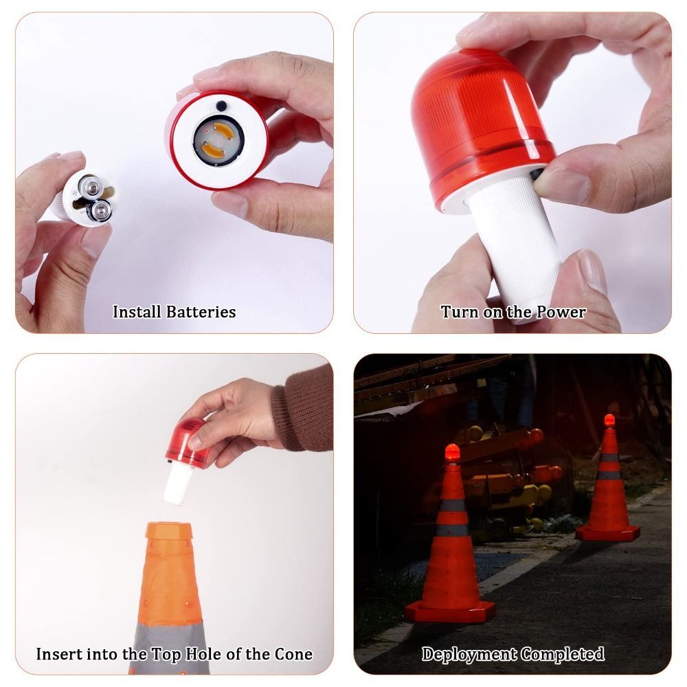 4 Pack Cone,Round LED Traffic Cone Lights Traffic 899920642328 | eBay ...