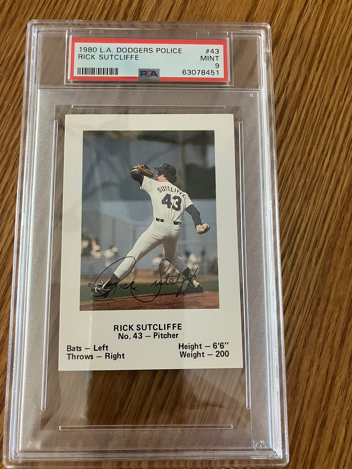 1980 L.A. Dodgers Police Rick Sutcliffe Rookie Card PSA 9 MINT RC ...