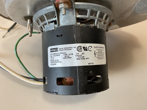 FASCO A134 VENT DRAFT INDUCER MOTOR 70219408 ICP HEIL COMFORTMAKER ...