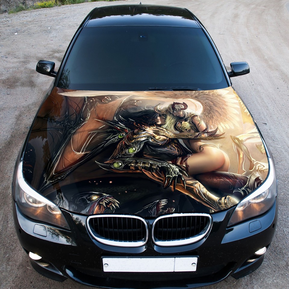 Demon Angel Car Hood Wrap Decal Vinyl Sticker Full Color Graphic Fit ...