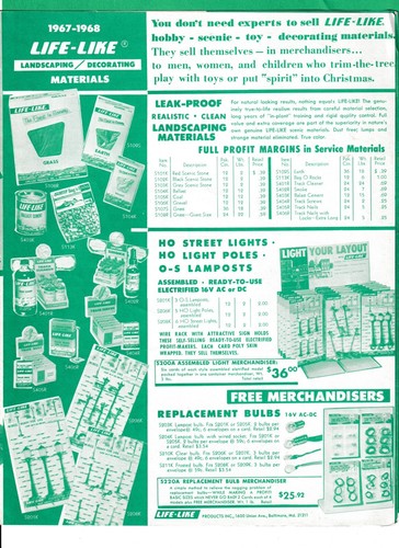 Life-Like Trains & Landscaping / Decorating materials 1967-1968 4 pgs ...