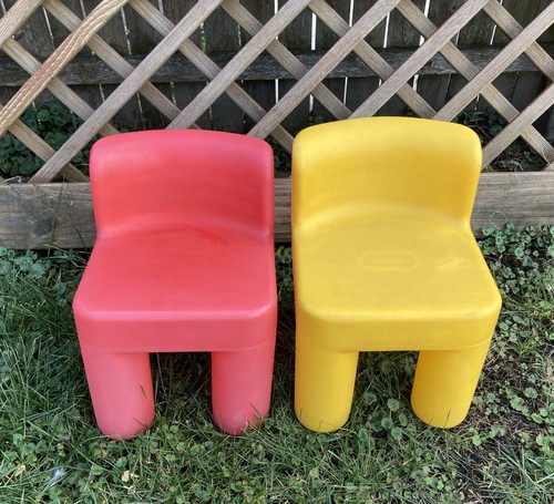 2 Vintage Little Tikes Plastic Chunky Kids Toddler Chairs Sunny Yellow ...