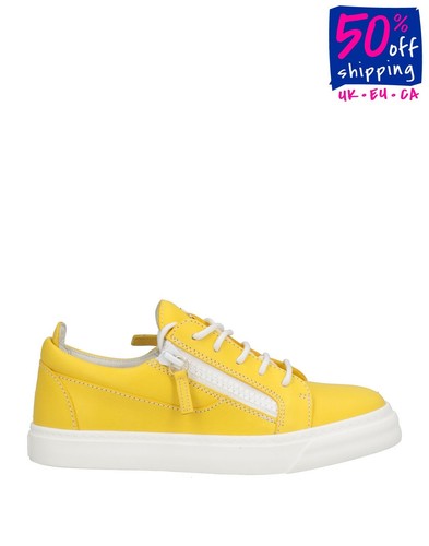 RRP €660 GIUSEPPE ZANOTTI Leather Sneakers US6 UK3 EU36 Yellow Zipped ...