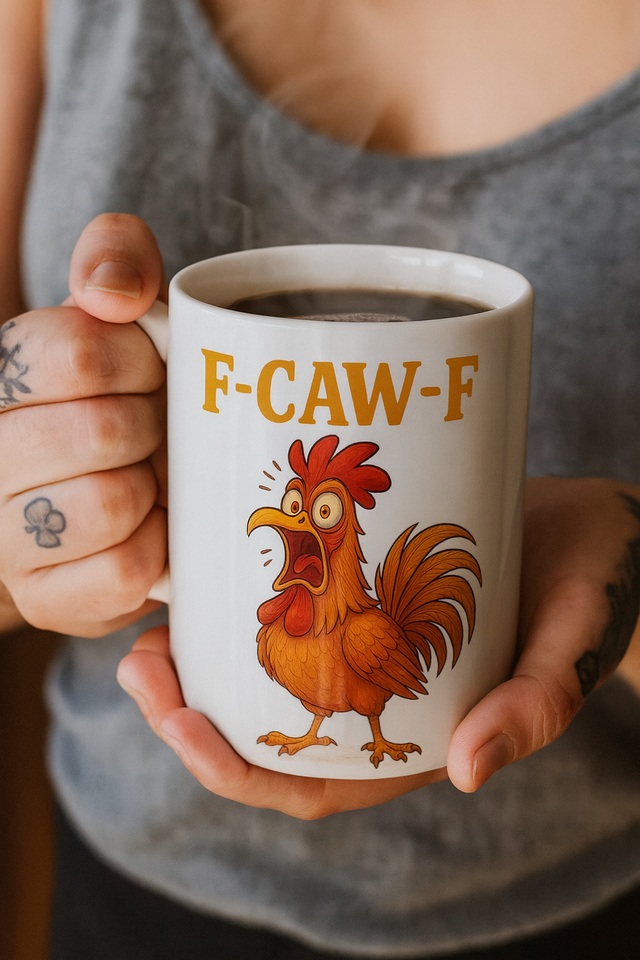Funny Rooster Coffee Mug – "F-CAW-F" Funny Roost Chicken Cup – Gift Box ...