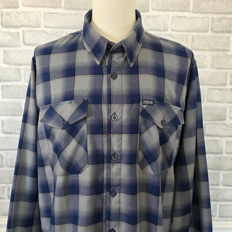 Dixxon Mighty Mo WWII USS Missouri Battleship Blue Gray Plaid Flannel ...